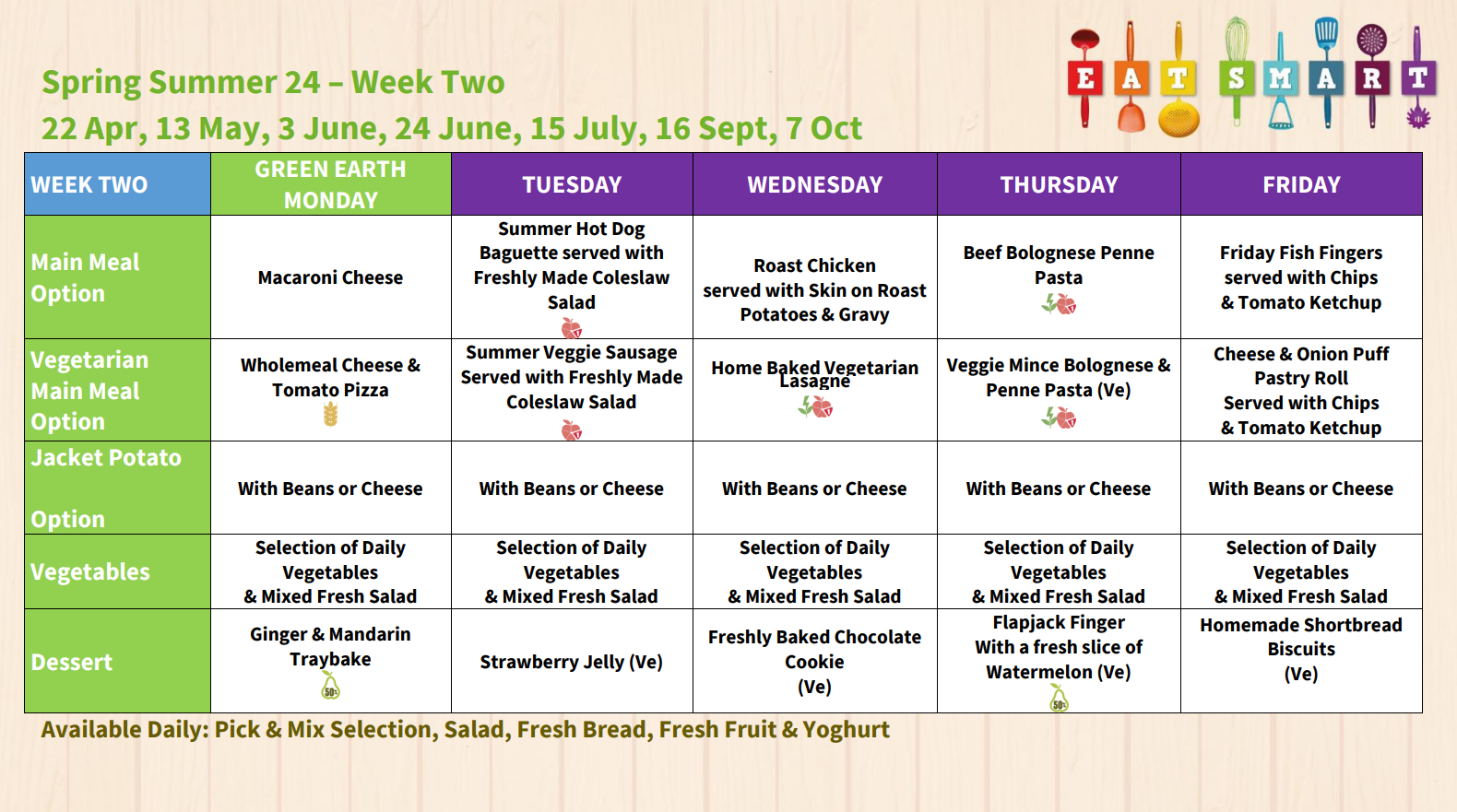 The Galfrid School > FOR PARENTS > Lunch Menus